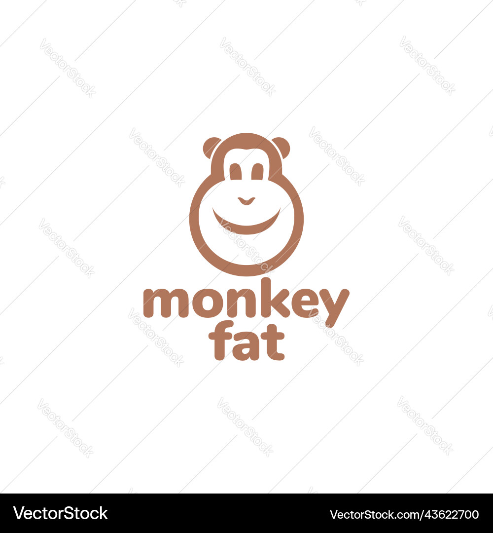 Cartoon fat face monkey logo design Royalty Free Vector
