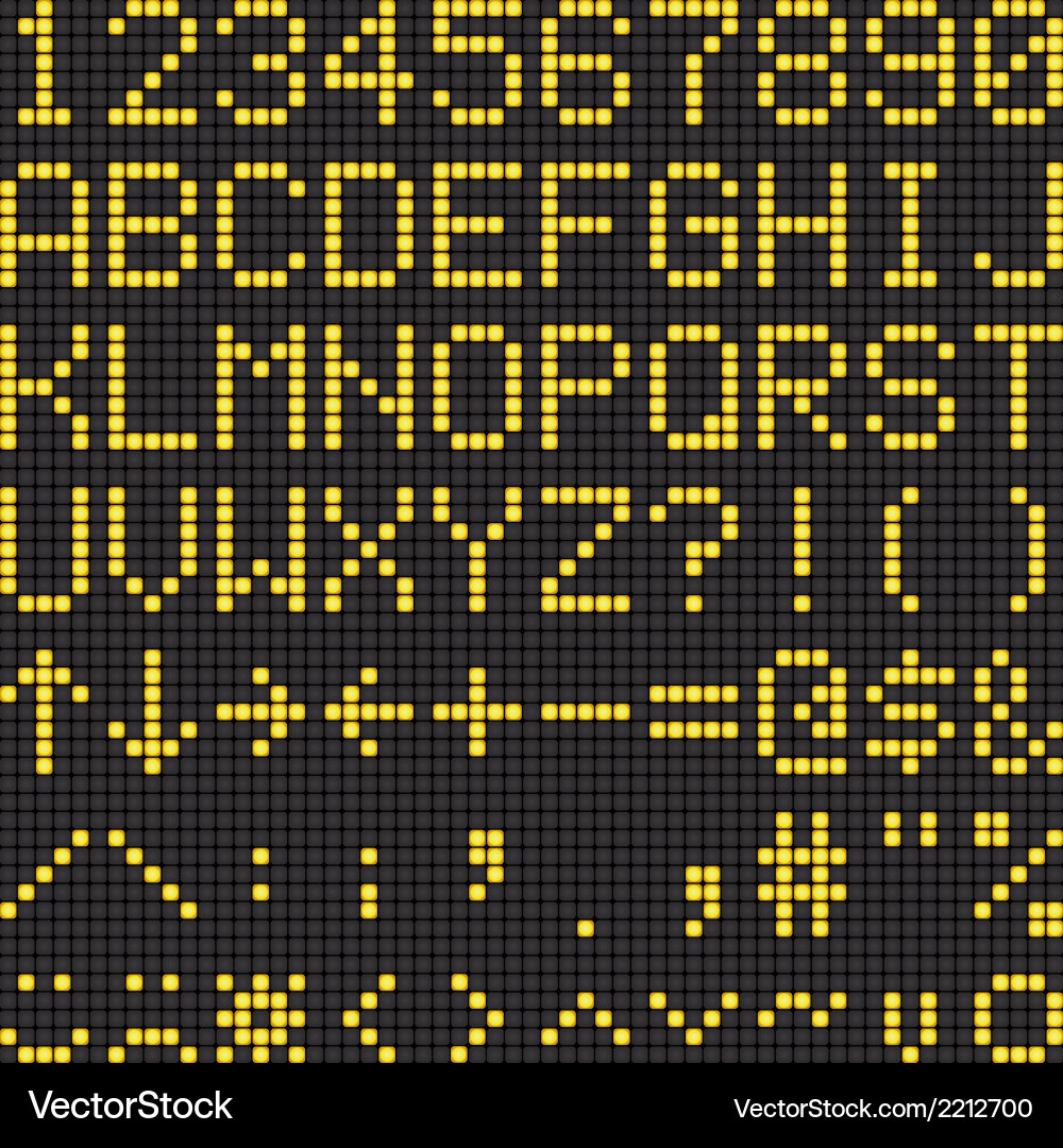 Digital scoreboard alphabet and numbers Royalty Free Vector