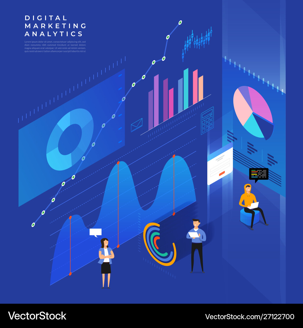 Flat design concept business strategy 3d Vector Image