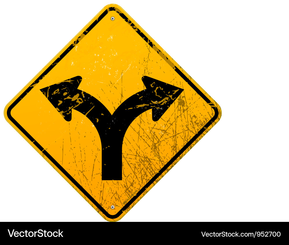 Forked road sign Royalty Free Vector Image - VectorStock