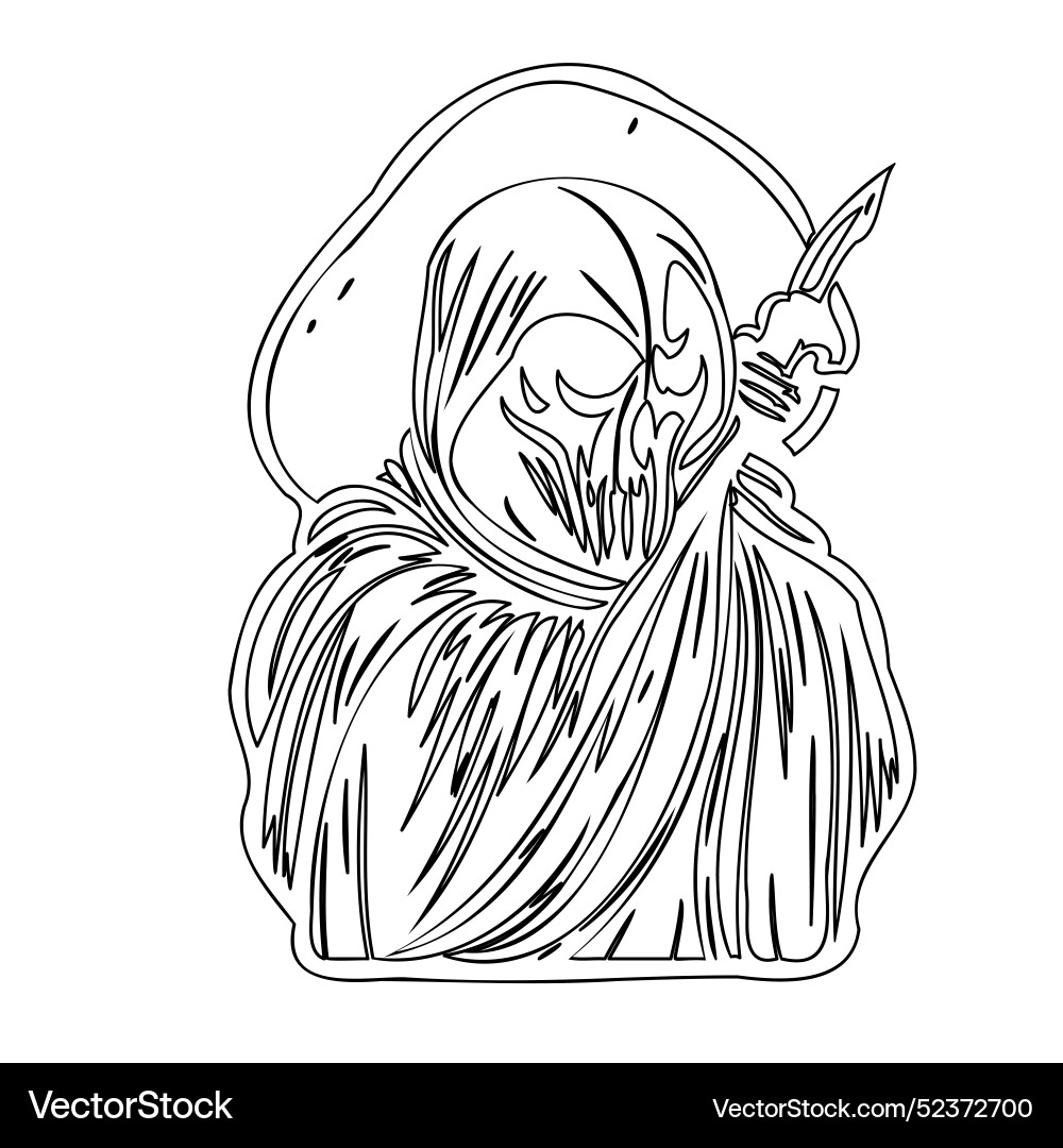 Grim reaper halloween outline sketch Royalty Free Vector