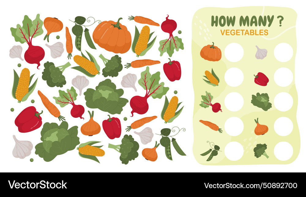 How many vegetables Royalty Free Vector Image - VectorStock