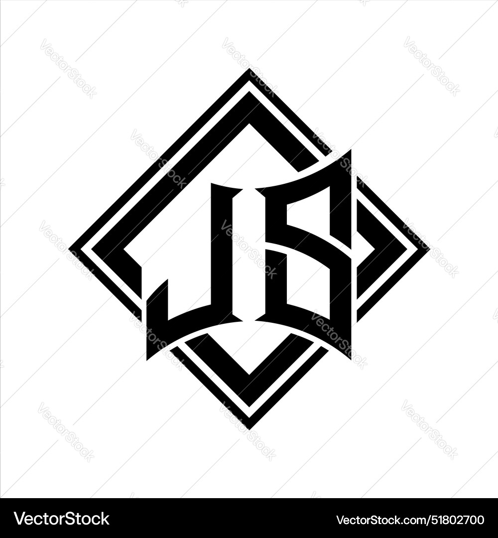 Js letter logo with abstract shield shape Vector Image