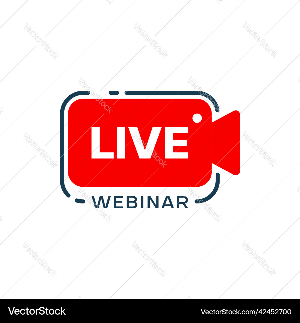 Live webinar or webcast icon with red camera Vector Image