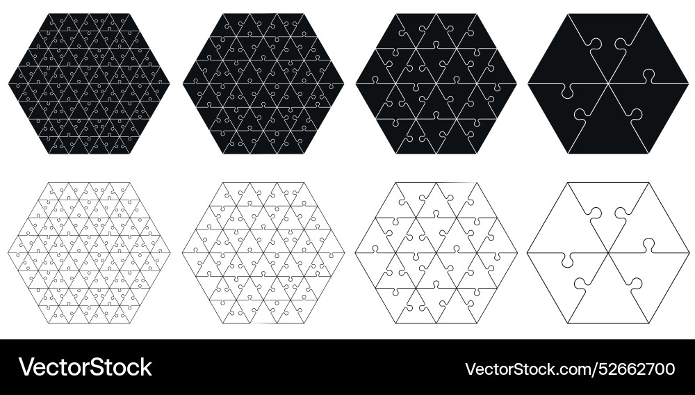 Puzzle pieces template with geometric triangle Vector Image