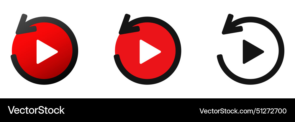 Red play rewind button icon Royalty Free Vector Image