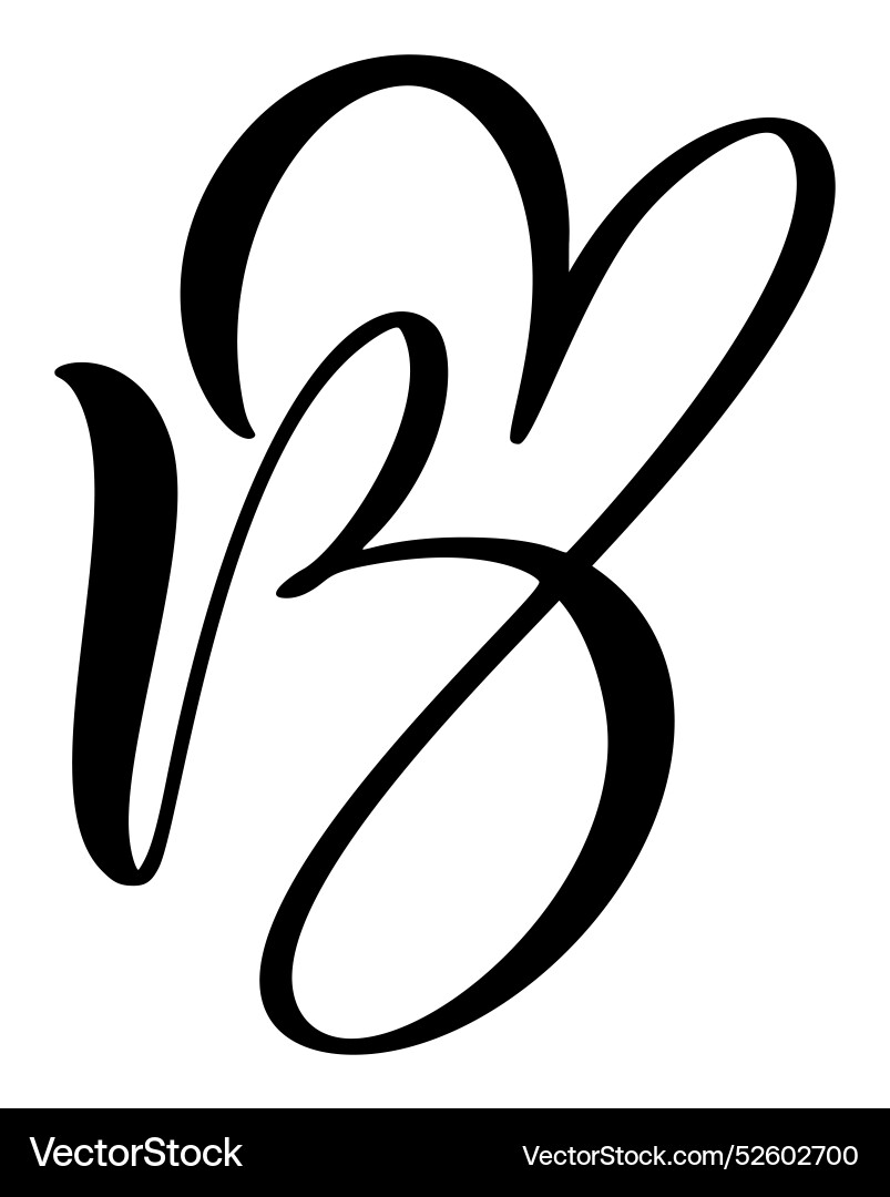 Script capital font logo calligraphy love letter b