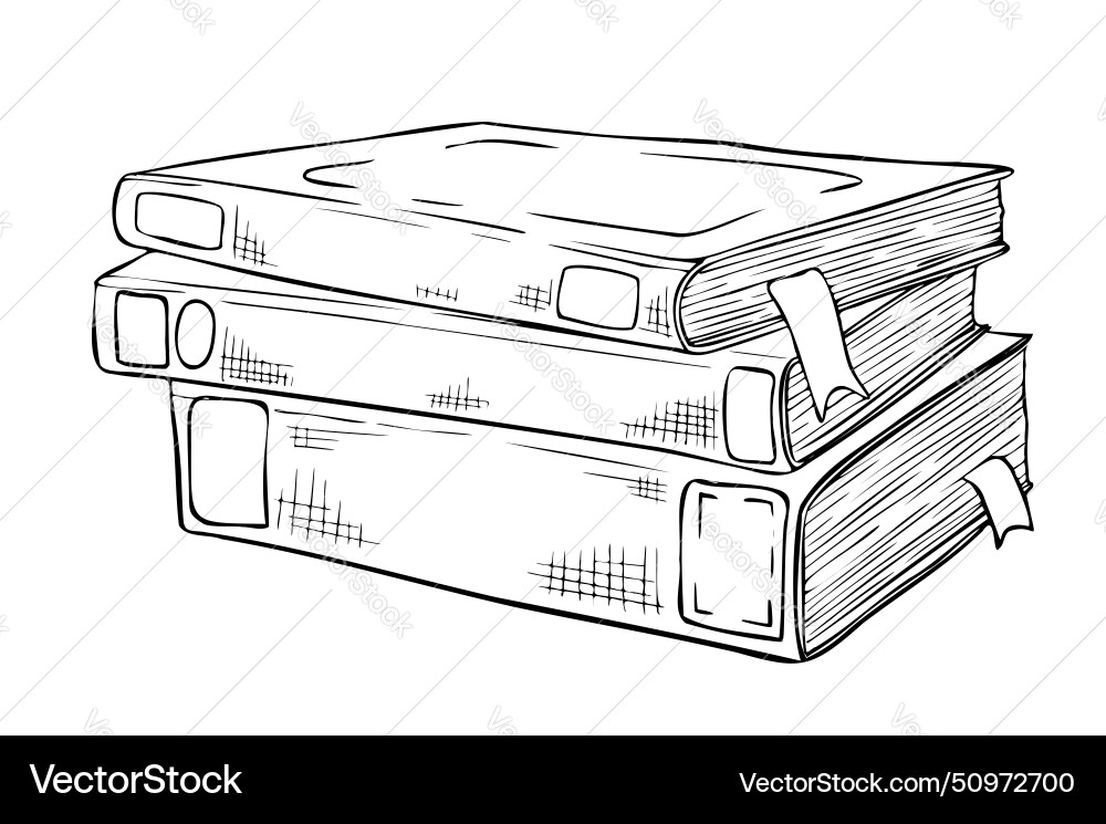 Stack of books drawing Royalty Free Vector Image