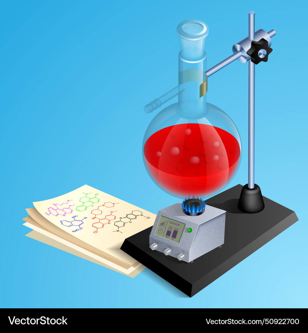 Test tubes a book and formulas for chemistry Vector Image