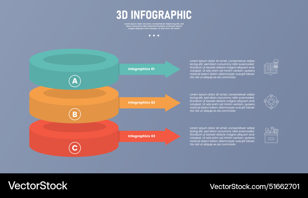 3 point stage or step infographic template Vector Image
