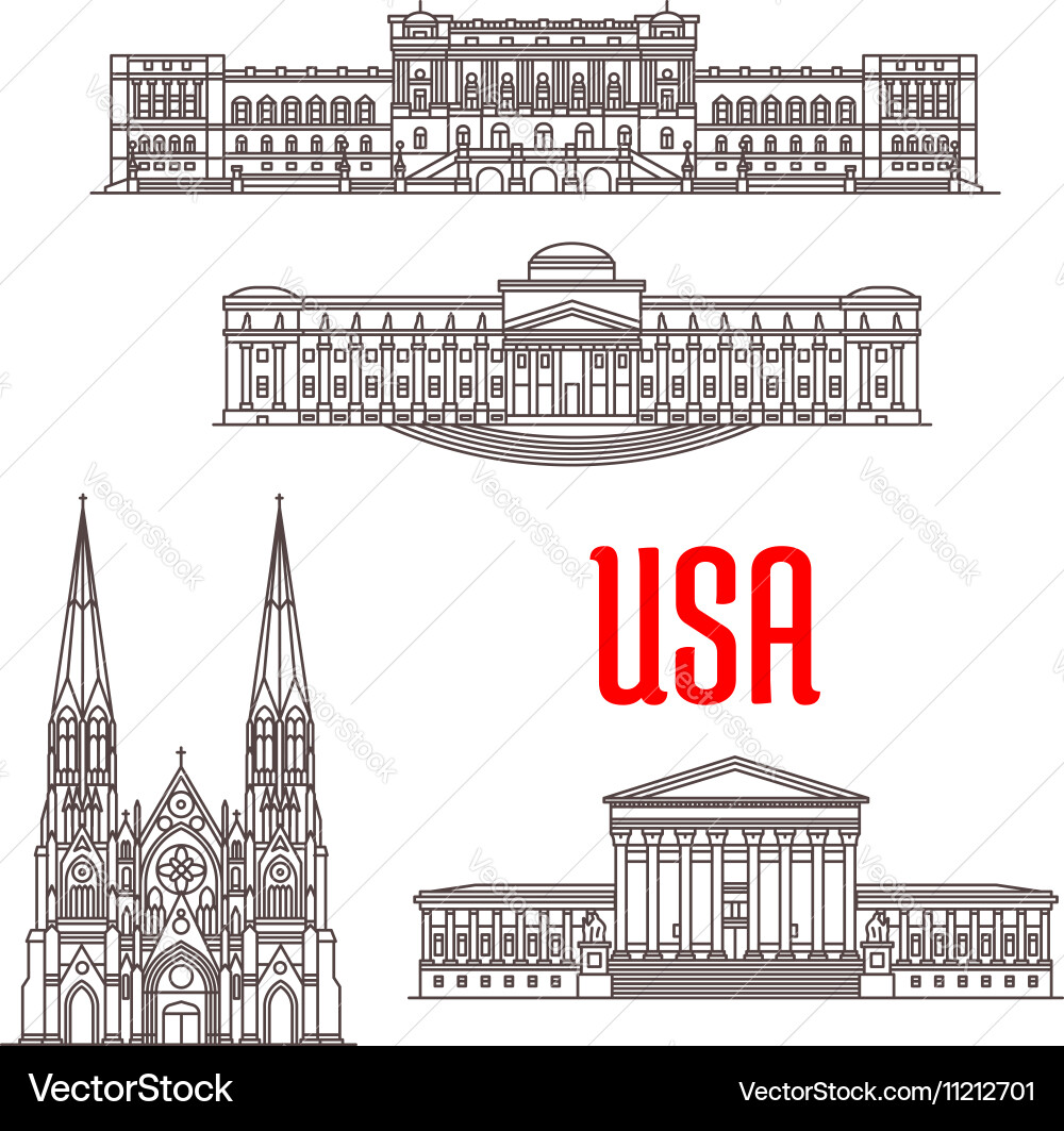 Architecture landmarks of usa Royalty Free Vector Image