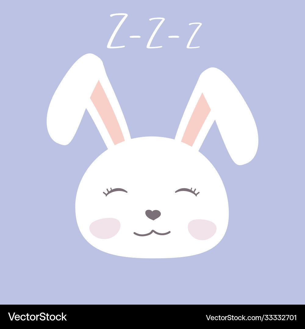 Cute cartoon face a sleeping bunny Royalty Free Vector Image