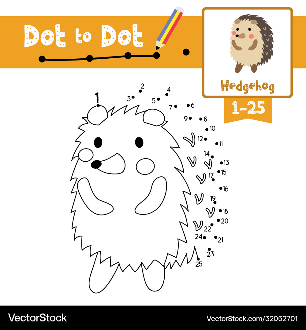 Dot to Dot Hedgehog Activity Royalty Free Vector Image