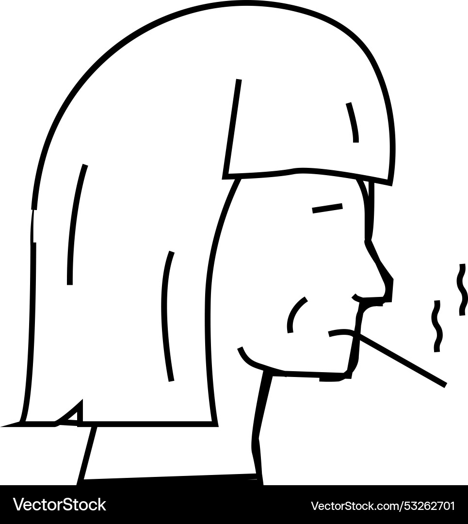 Female smoking cigarette line icon Royalty Free Vector Image