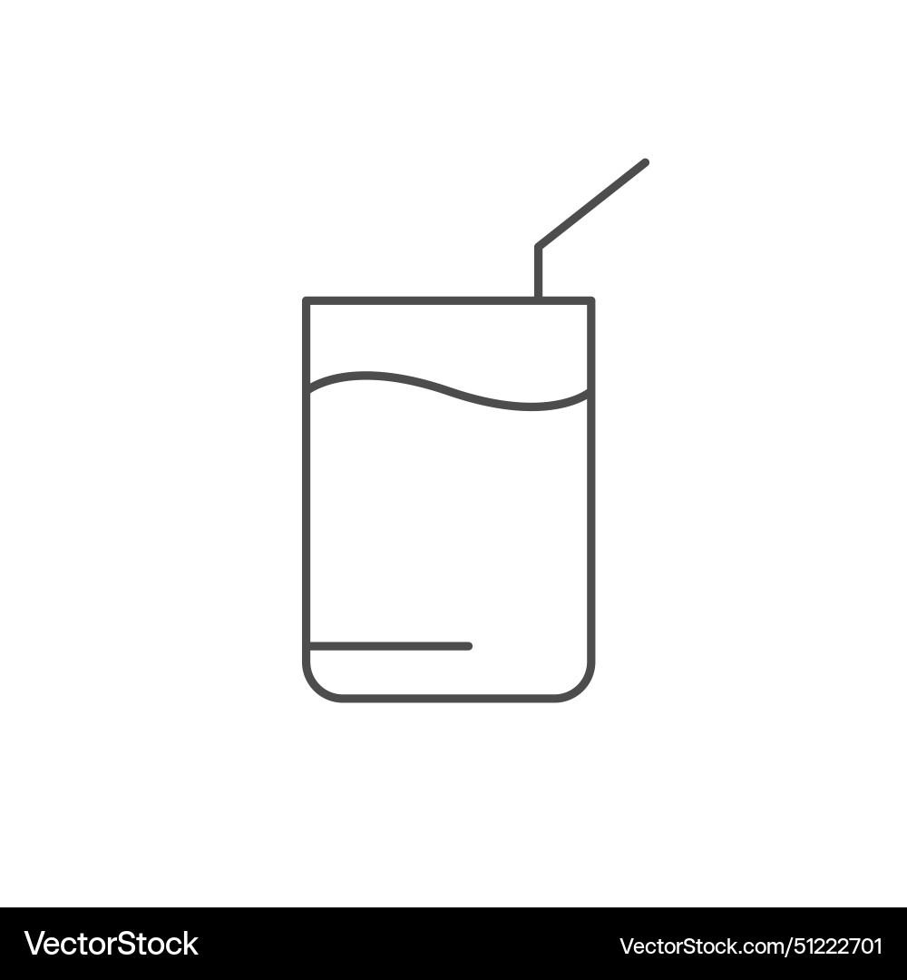 Glass with straw line icon Royalty Free Vector Image