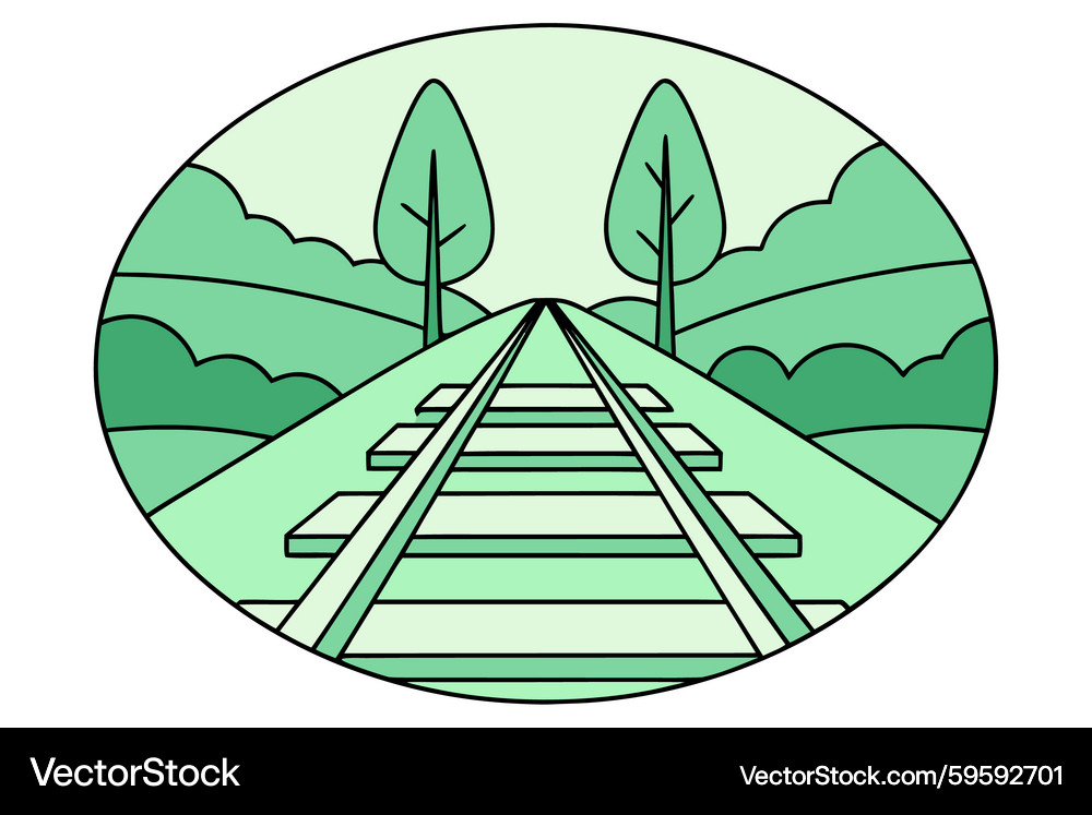 Green Train Tracks Landscape – Royalty-Free Vector | VectorStock