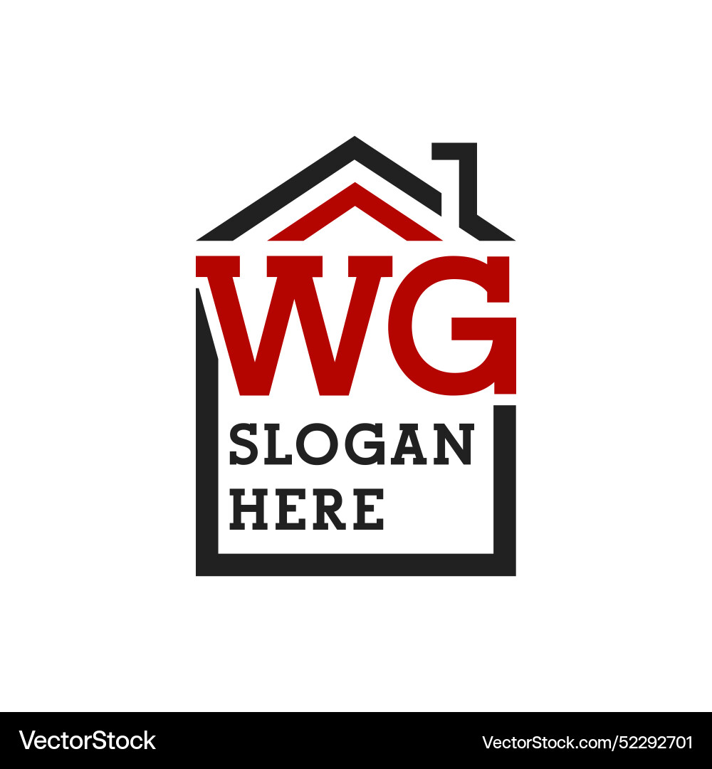 Initial wg house logo for roofing letter real Vector Image