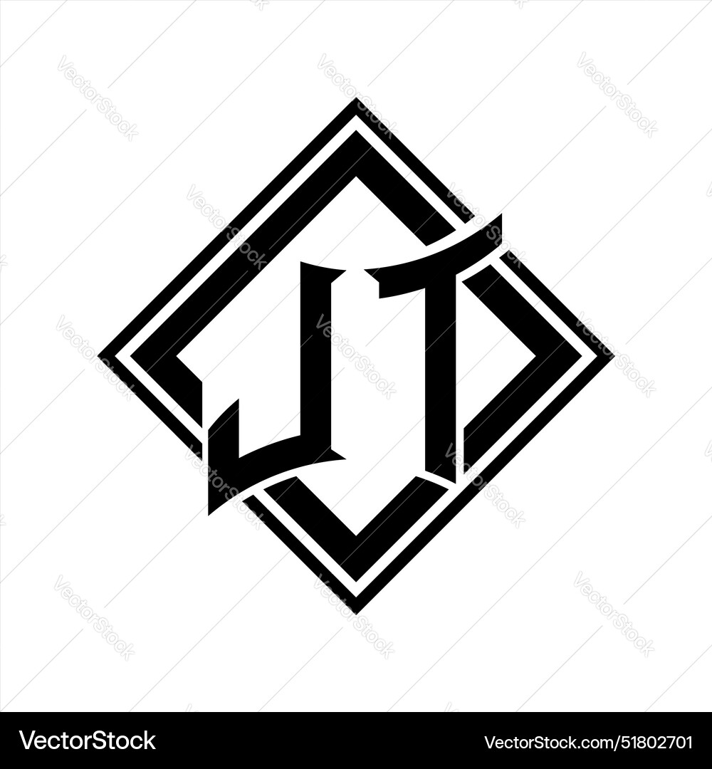 Jt letter logo with abstract shield shape Vector Image