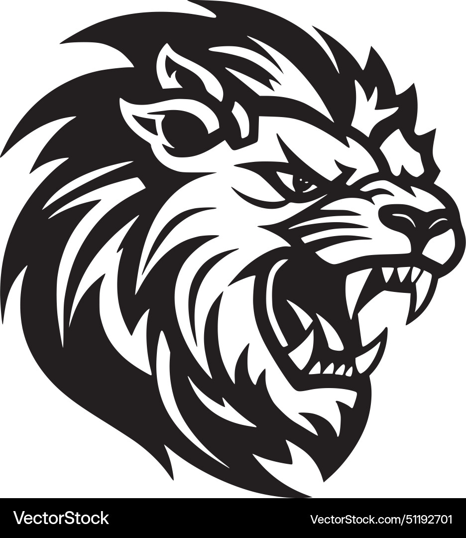 Lion - black and white Royalty Free Vector Image