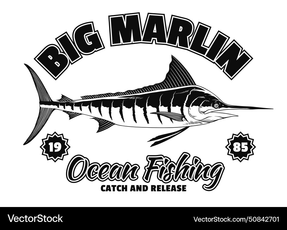 Marlin fishing shirt design Royalty Free Vector Image