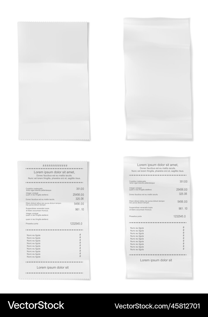 Receipts of realistic payment Royalty Free Vector Image
