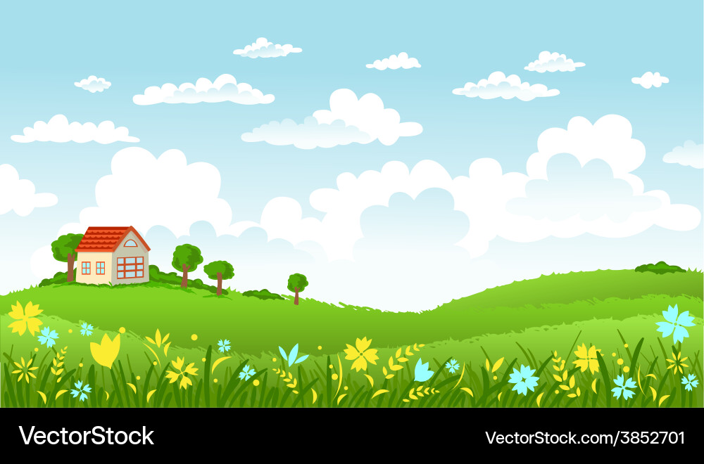 Serene Country Meadow Royalty Free Vector Image