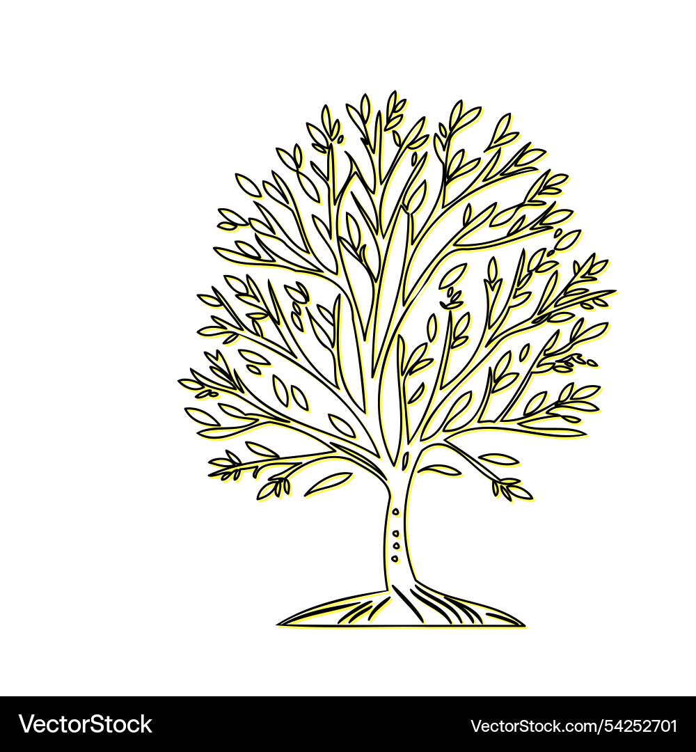 Tree new year outline sketch yellow Royalty Free Vector