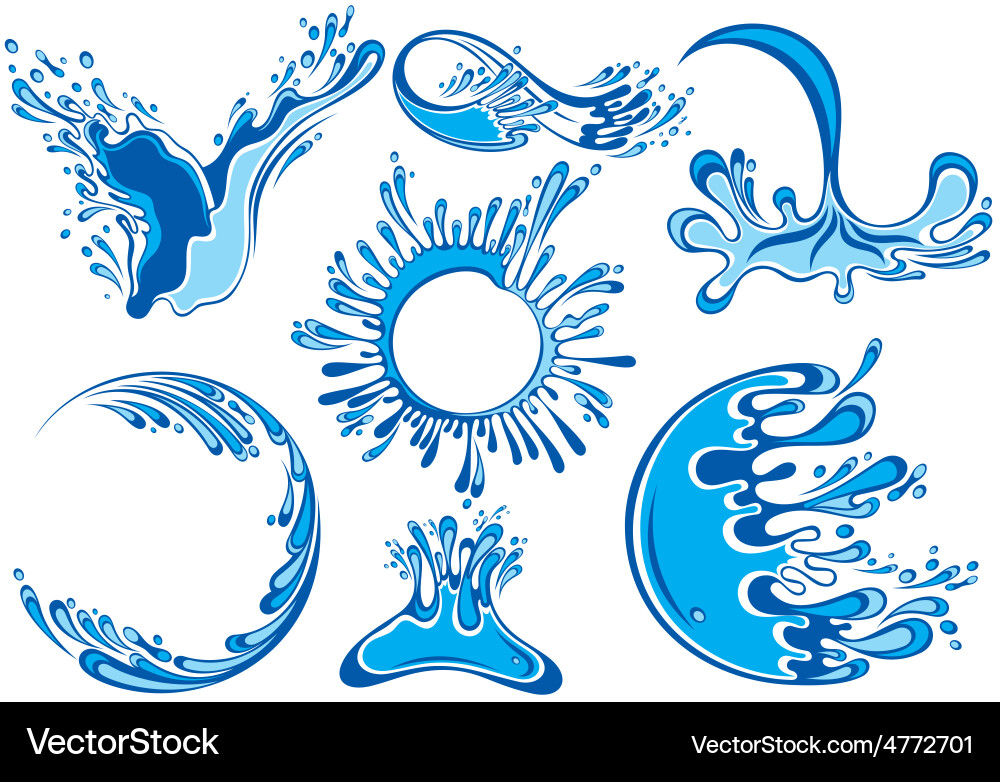 Water splashes collection Royalty Free Vector Image
