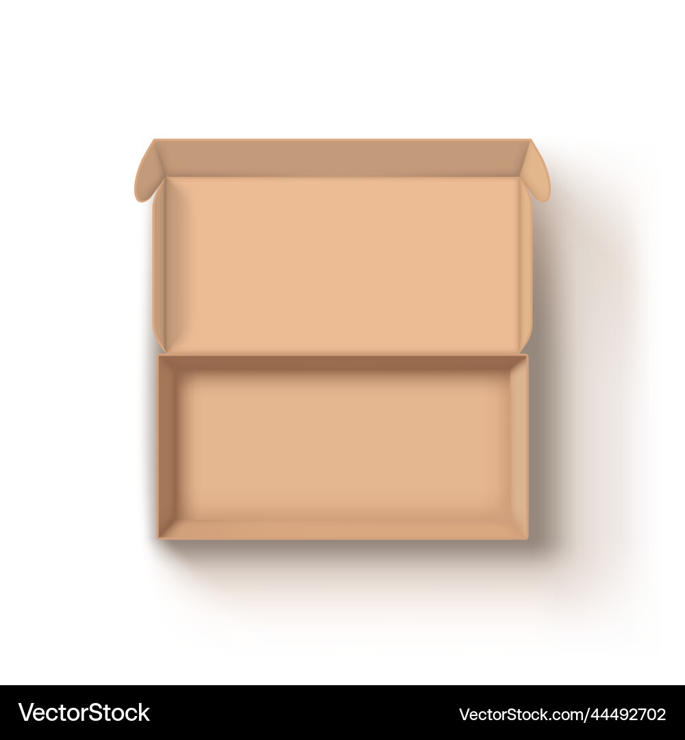 3d open brown cardboard box with shadow Royalty Free Vector
