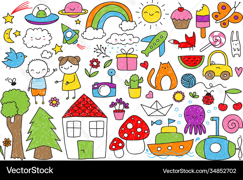 Children doodle Royalty Free Vector Image - VectorStock