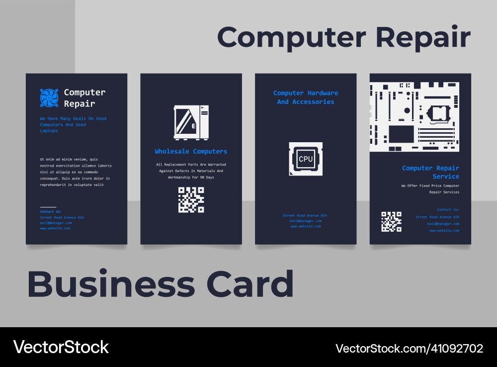 Computer repair business card collection Vector Image