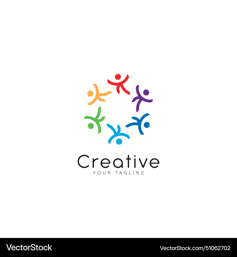Creative colorful happy people concept logo symbol
