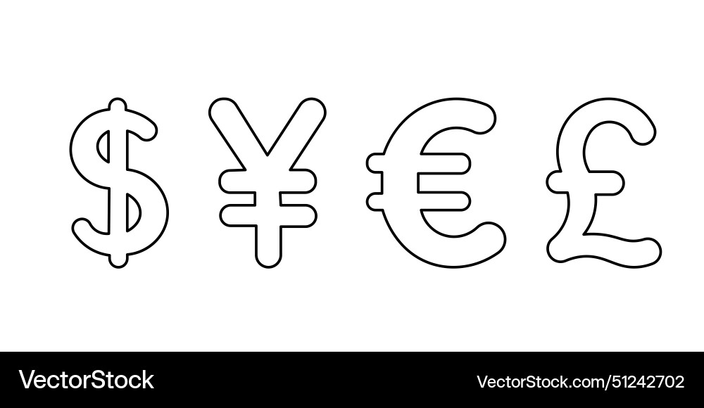 Currency icons on a white background collection Vector Image