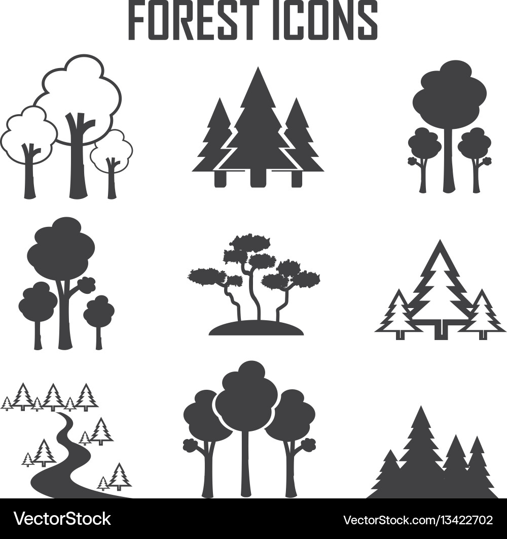 Forest icon set Royalty Free Vector Image - VectorStock