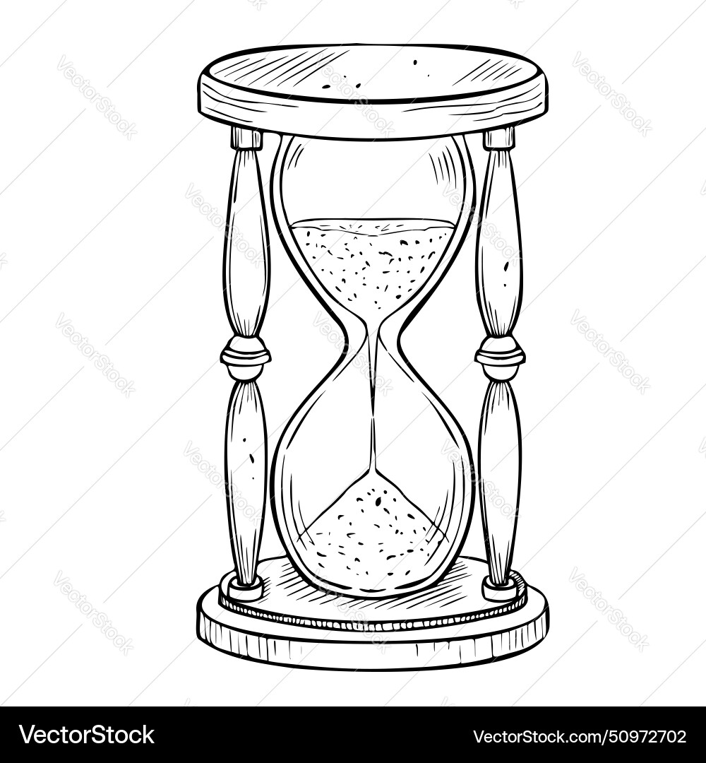Hourglass drawing of antique Royalty Free Vector Image