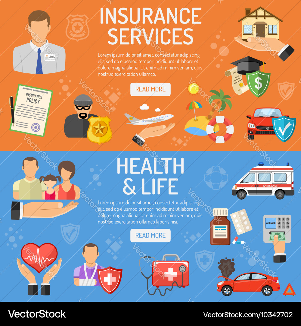 Insurance services banners Royalty Free Vector Image
