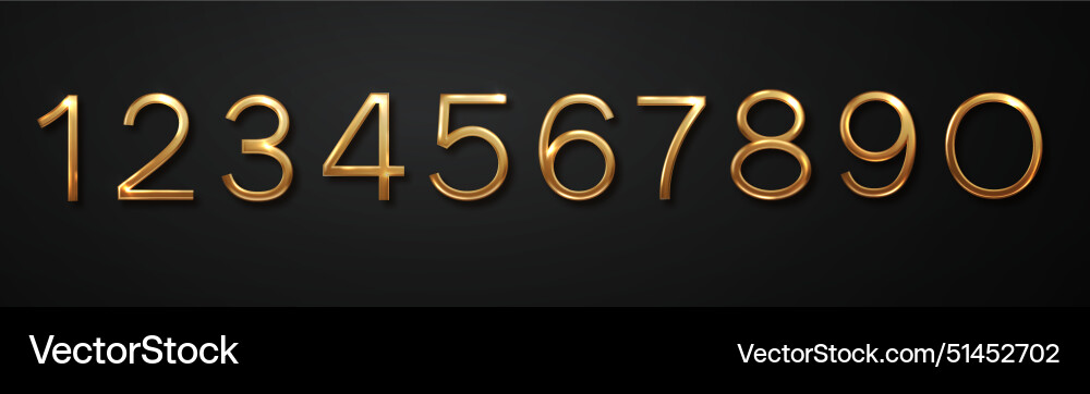Luxurious gold number realistic 3d numbers from Vector Image