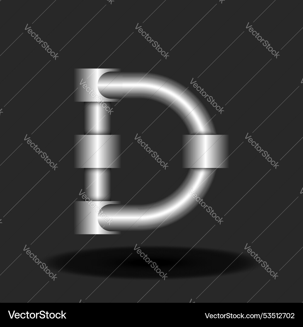 Metallic industrial style letter d logo Royalty Free Vector