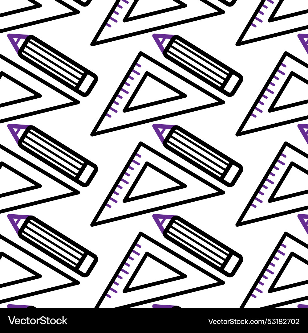Pattern with pencils and rulers on white Vector Image
