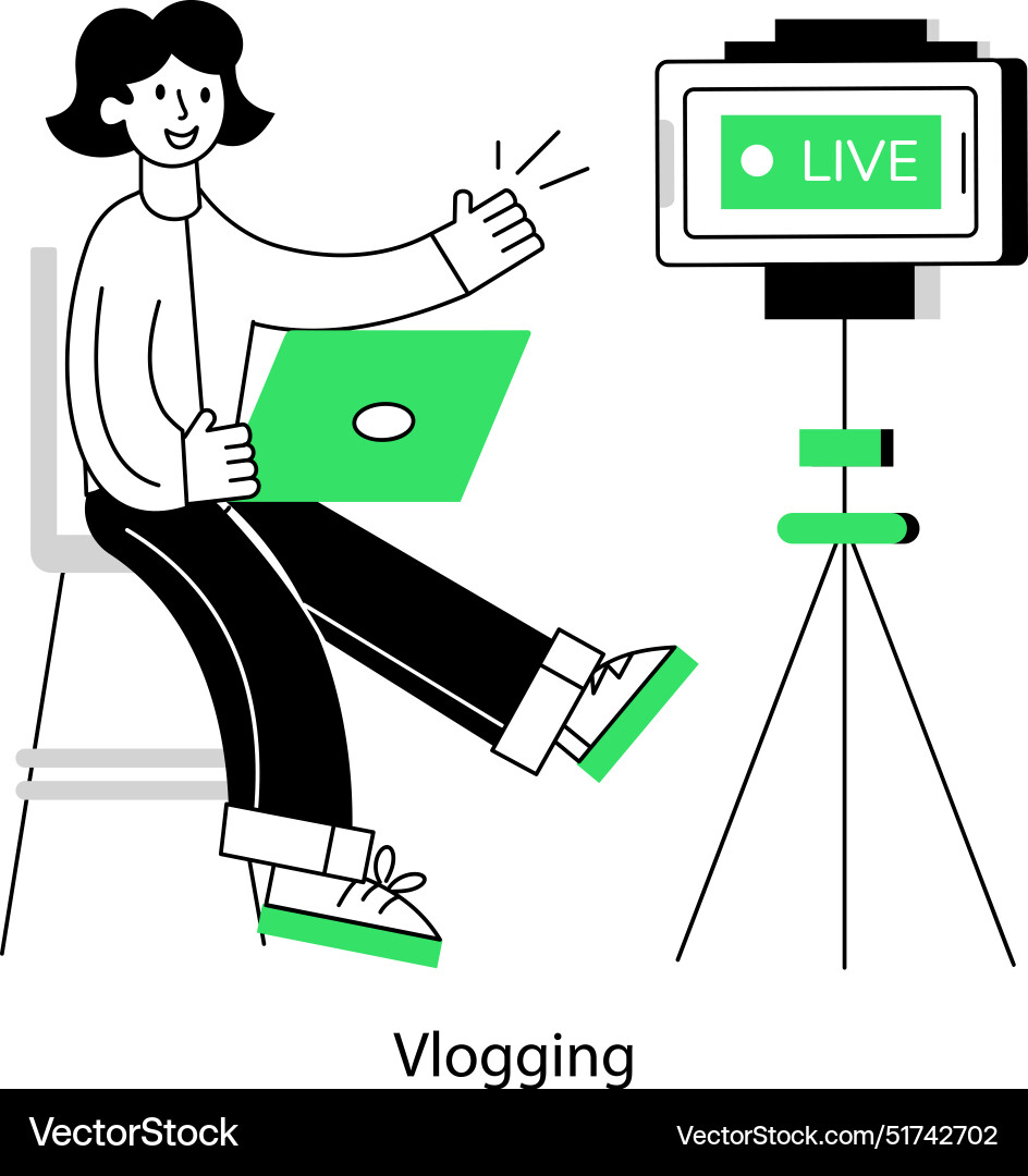 Premium outline mini of vlogging Royalty Free Vector Image