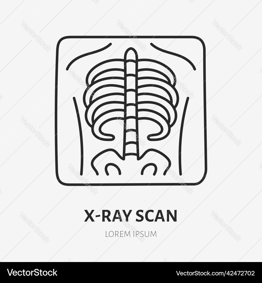 Xray scan doodle line icon thin outline Royalty Free Vector