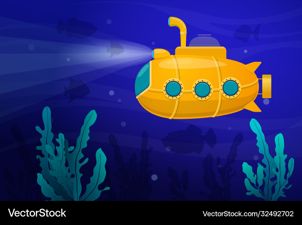 Yellow submarine underwater Royalty Free Vector Image