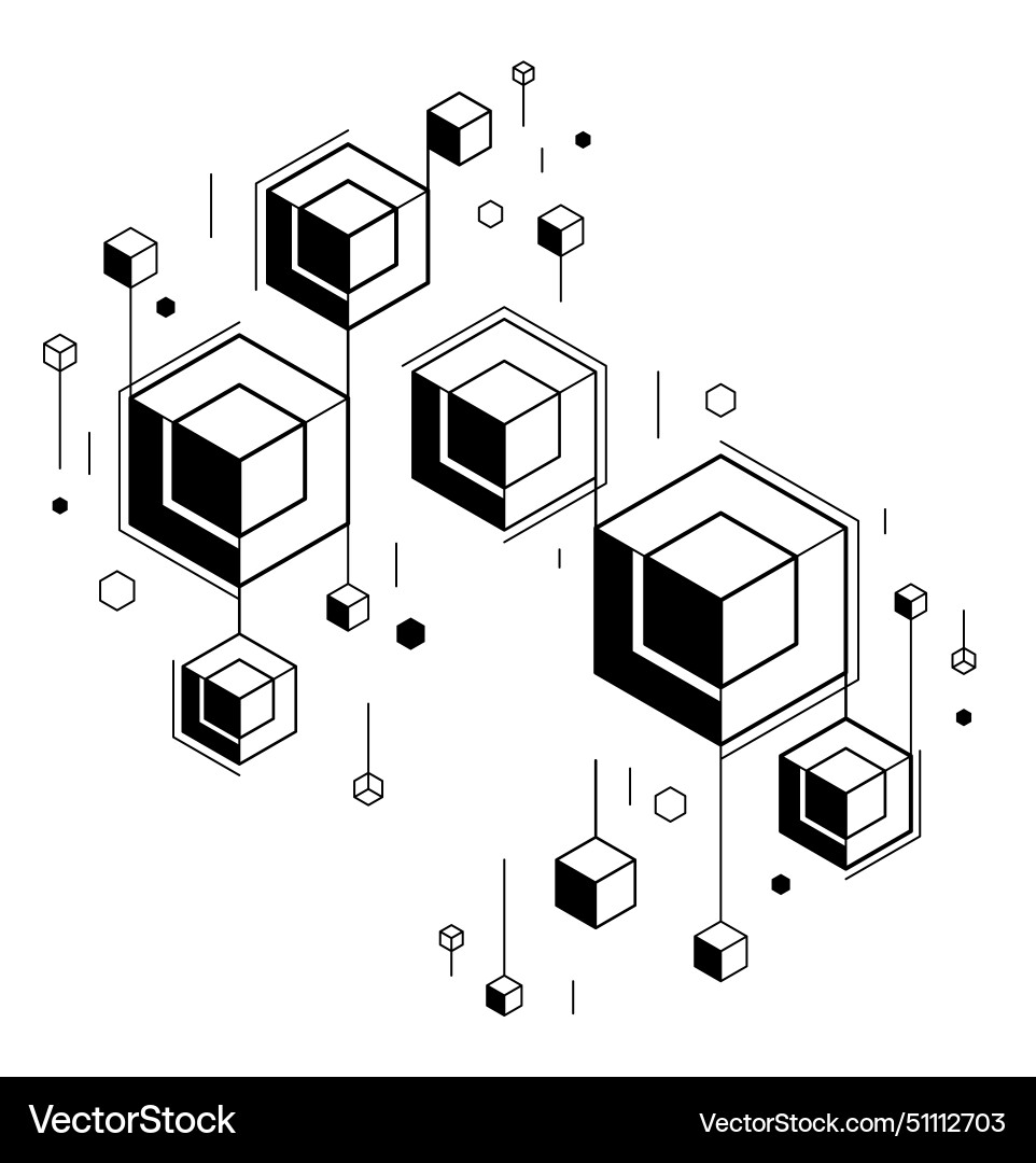 Abstract tech geometric background over dark Vector Image