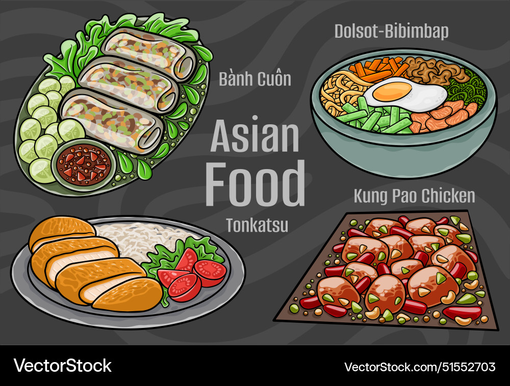 Asian food hand-drawn Royalty Free Vector Image