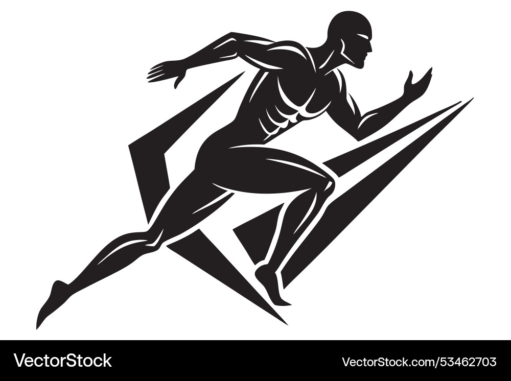 Black logo of male runner Royalty Free Vector Image