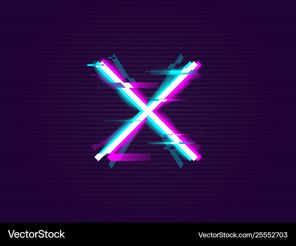 Glitched cross or x design Royalty Free Vector Image