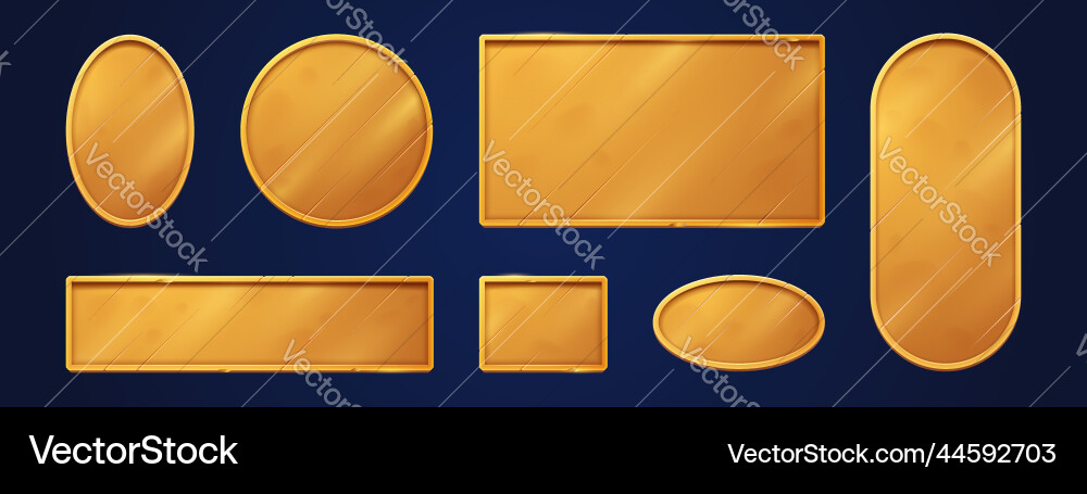 Gold game signs name plates empty golden plaques Vector Image