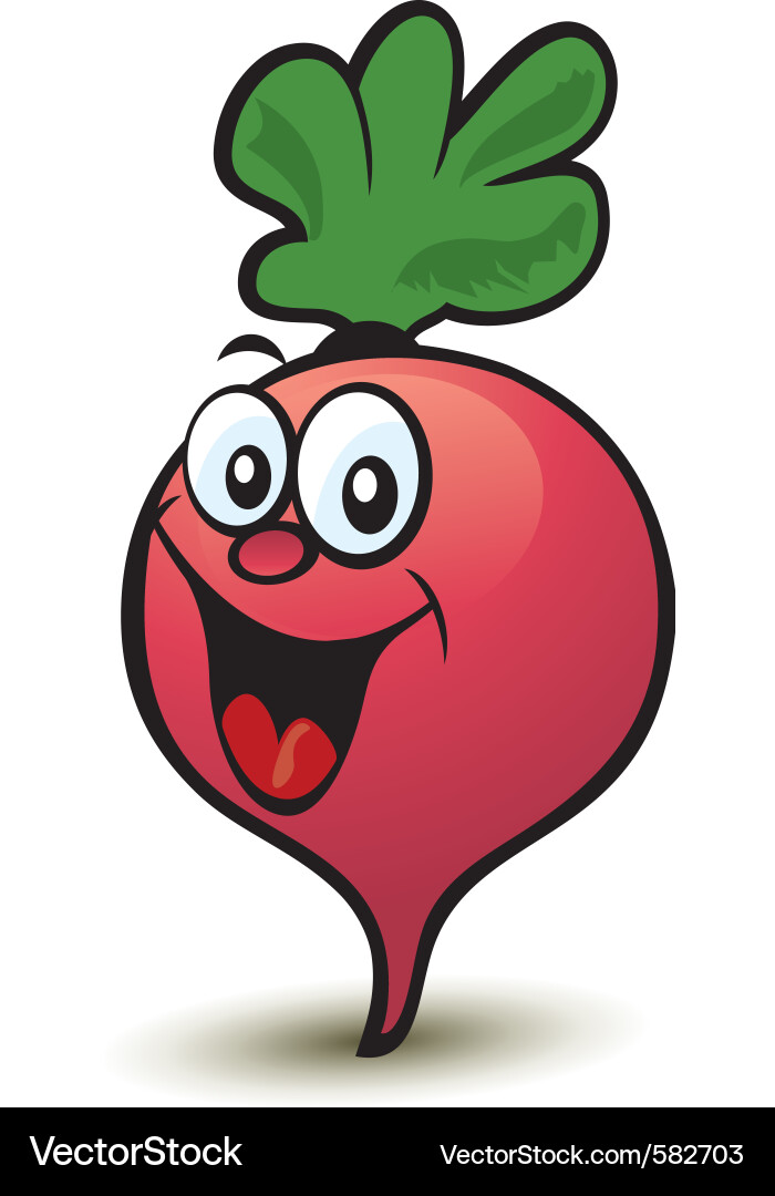 Happy radish character Royalty Free Vector Image