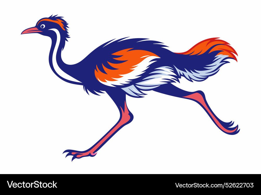 Ostrich run silhouette n Royalty Free Vector Image
