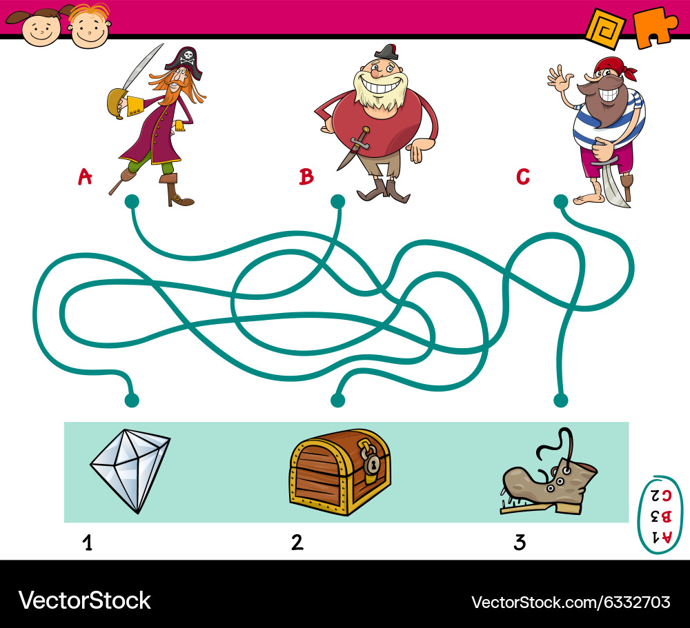 Paths puzzle educational task Royalty Free Vector Image